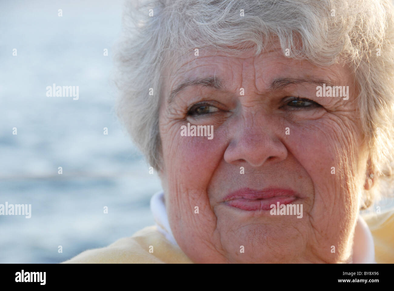 Beautiful Senior Womans Face Closeup Stock Photo - Alamy