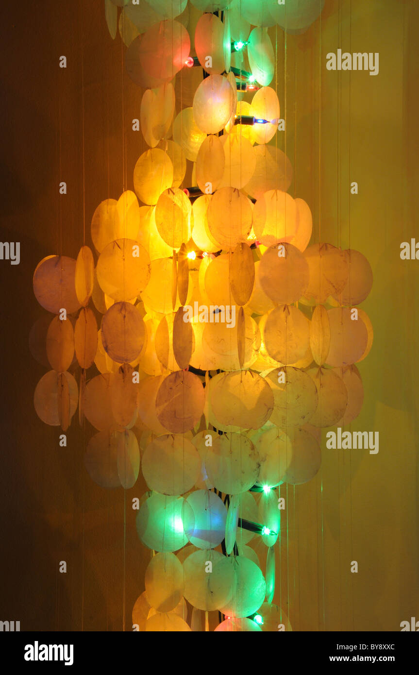 Shell light with fairy lights in the centre Stock Photo - Alamy