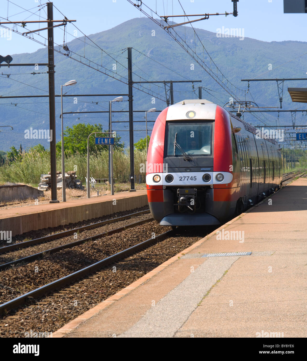 French Train Elne station Pyrenees Orientales France Stock Photo - Alamy