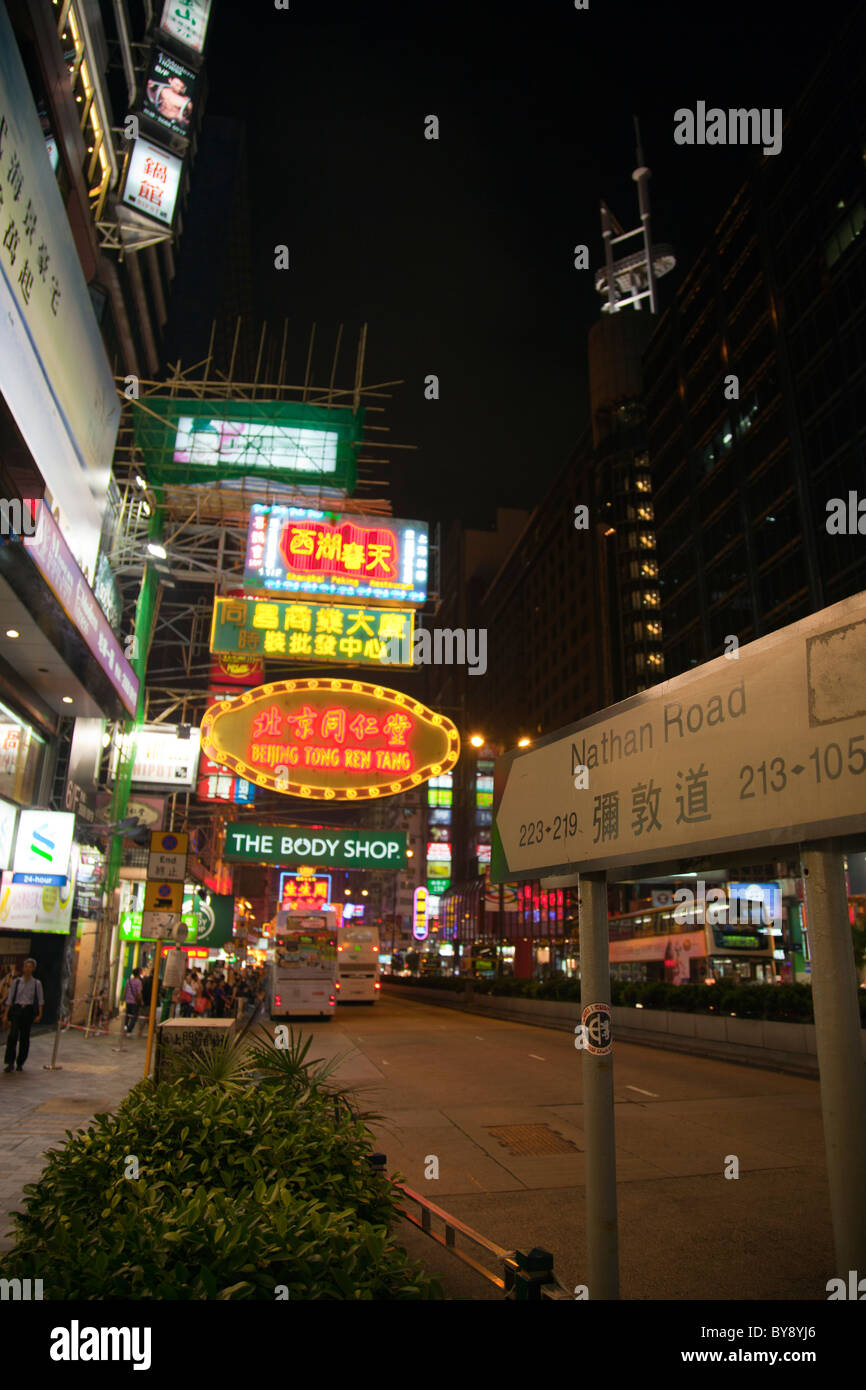 The infamous ans iconic Nathan Road in Kowloon, Hong Kong. Also called ...