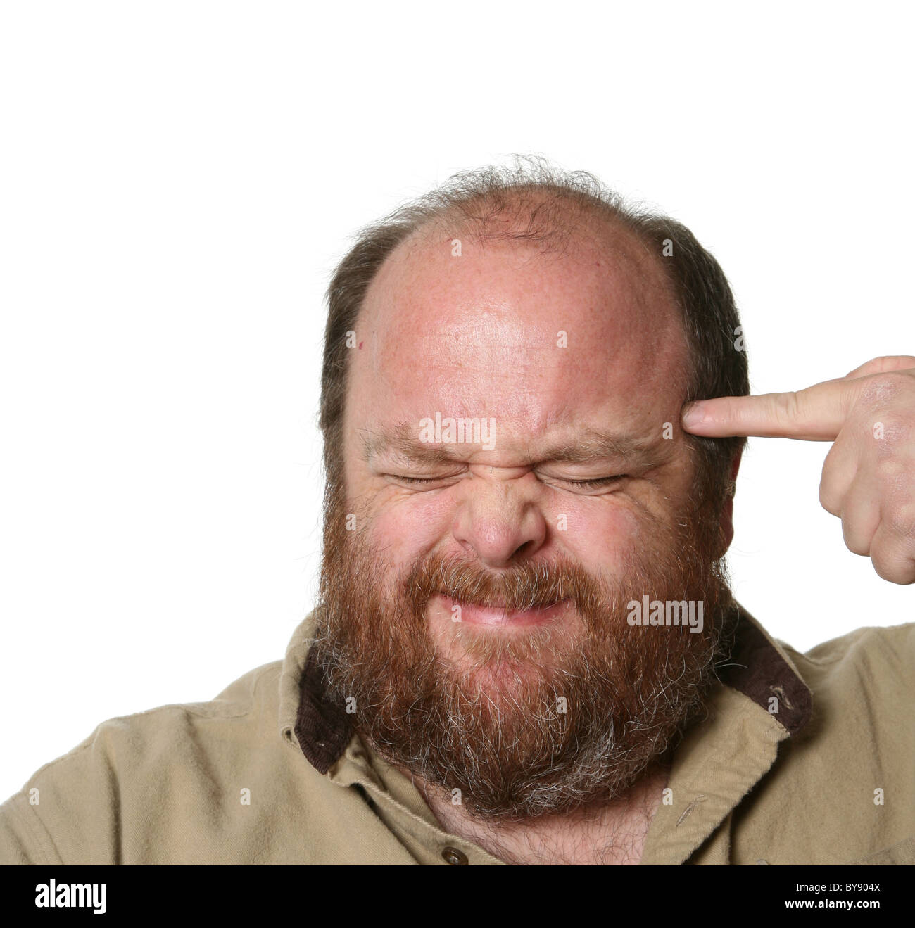 Close up of fat man pointing Stock Photo - Alamy