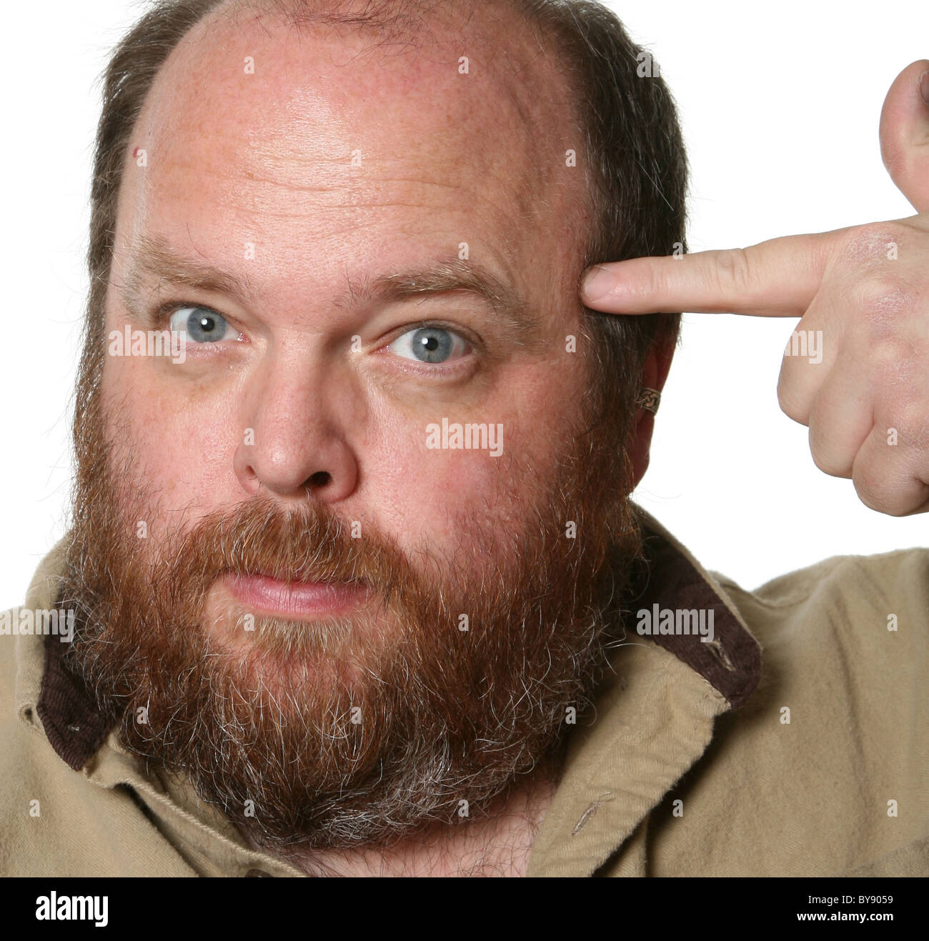 Close up of fat man pointing Stock Photo - Alamy