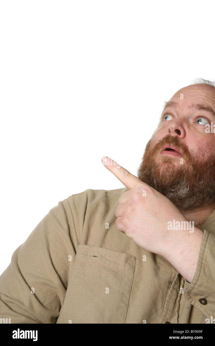 Close up of fat man pointing Stock Photo - Alamy