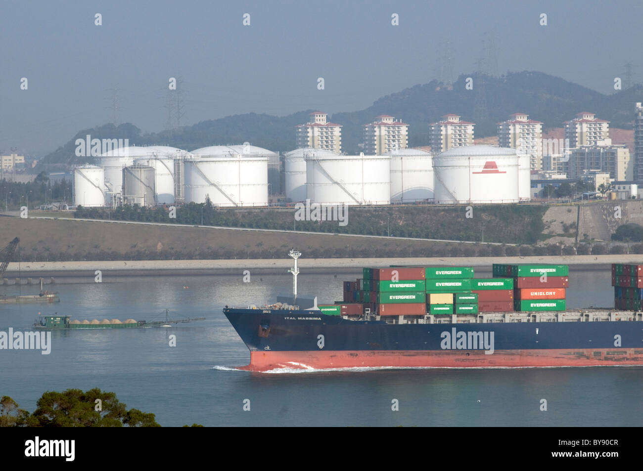 CHINA Cargo ship loaded with containers with Chinese goods bound for ...