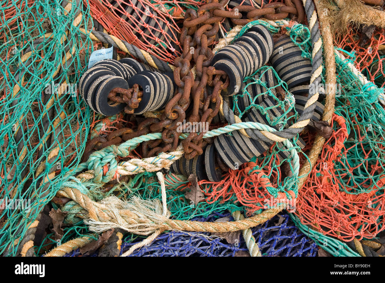 sea trawler fishing nets and associated equipment Stock Photo - Alamy