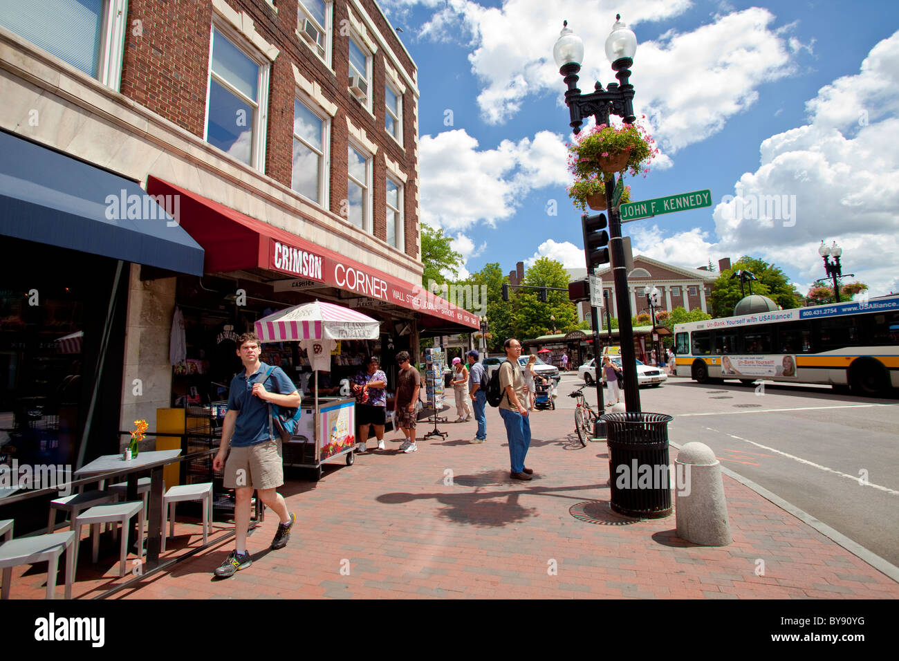 People walking on the street in Harvard Square, Cambridge, MA Stock ...
