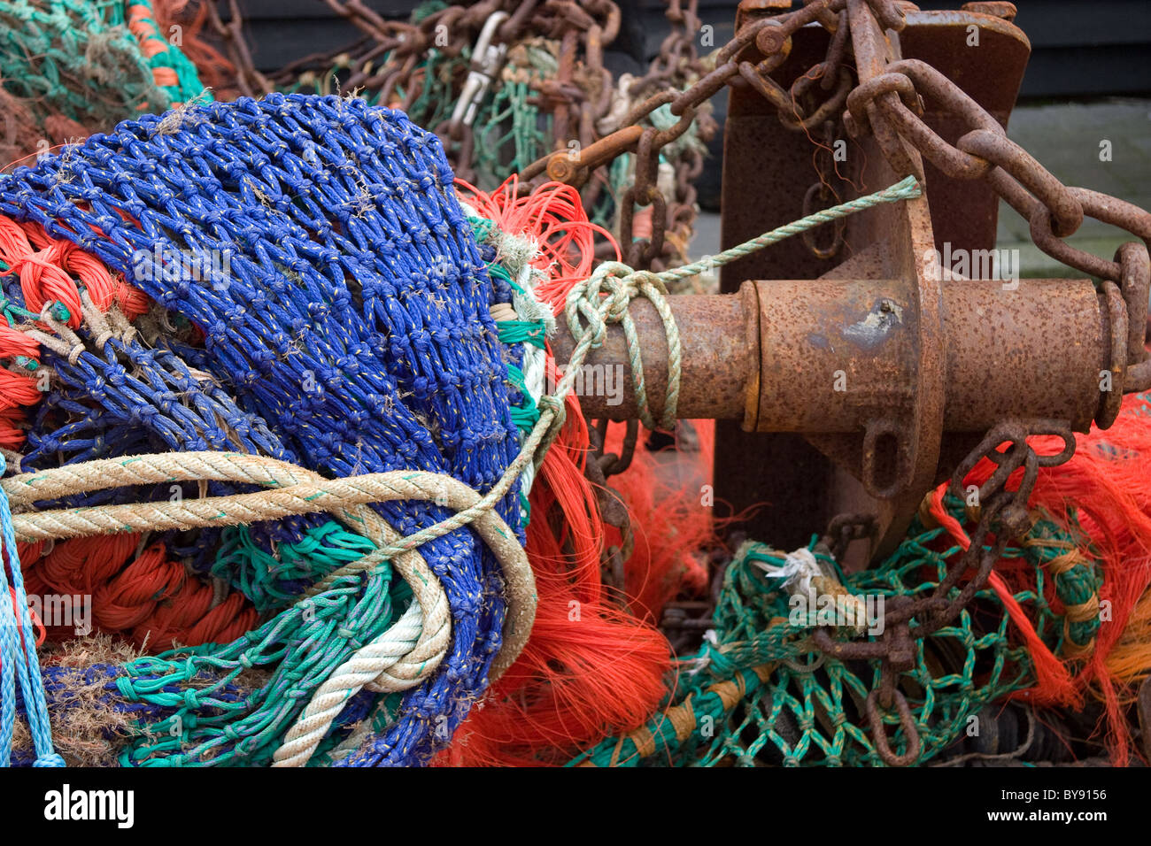 sea trawler fishing nets and associated equipment Stock Photo - Alamy