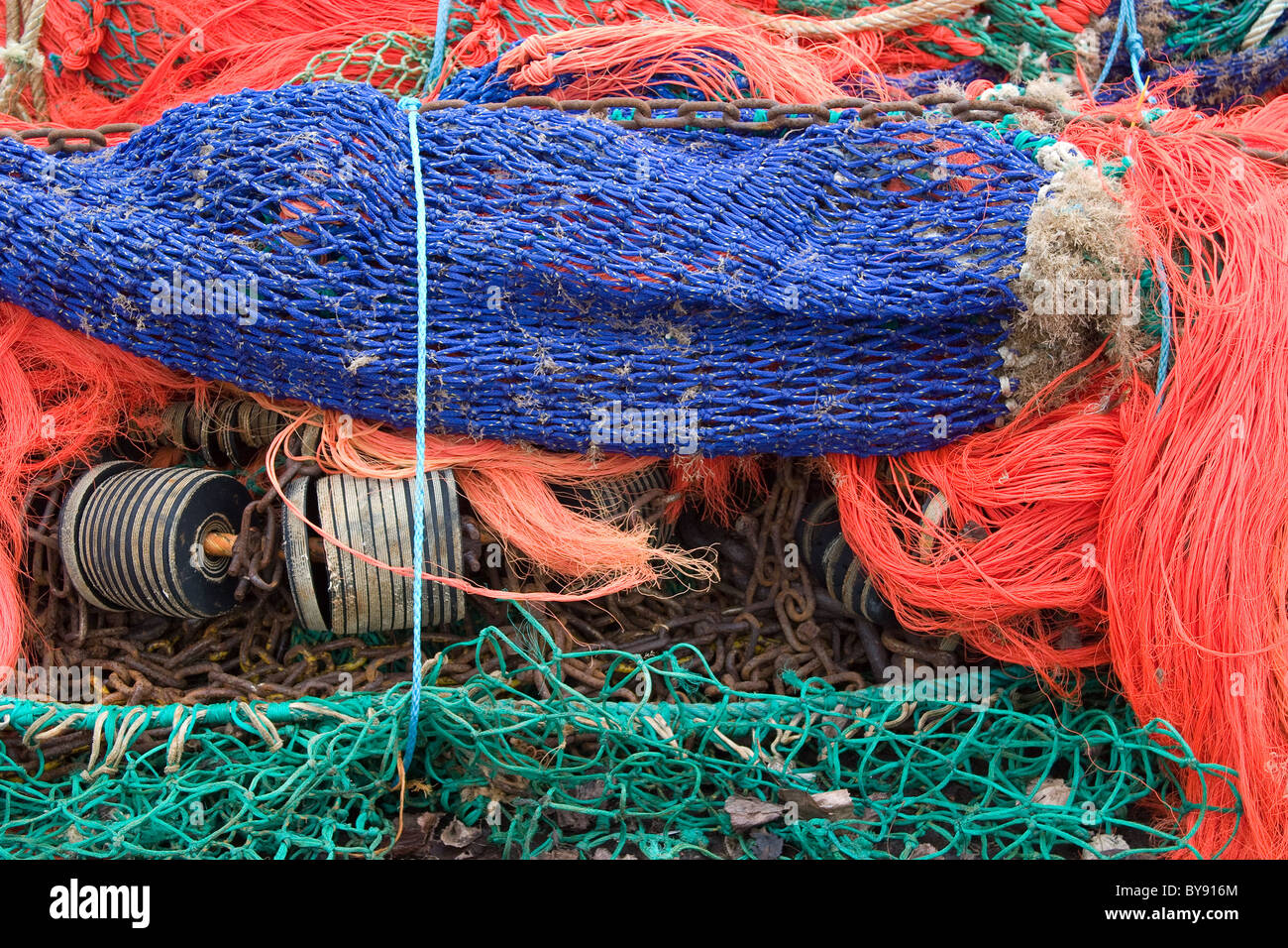 sea trawler fishing nets and associated equipment Stock Photo - Alamy