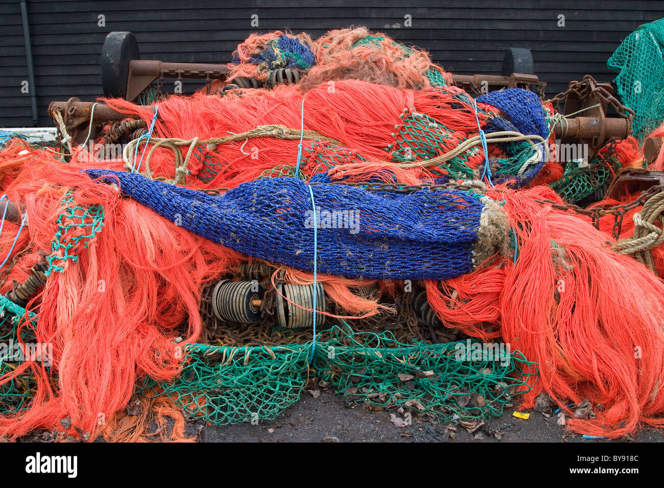 sea trawler fishing nets and associated equipment Stock Photo - Alamy