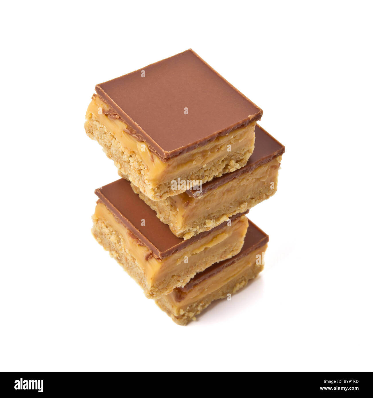 Luxury Shortbread called millionaires shortbread isolated on white ...