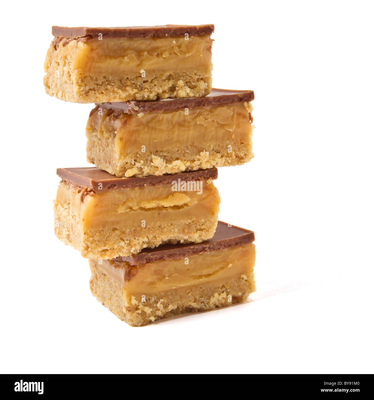 Luxury Shortbread called millionaires shortbread isolated on white ... Luxury Shortbread called millionaires shortbread isolated on white ...