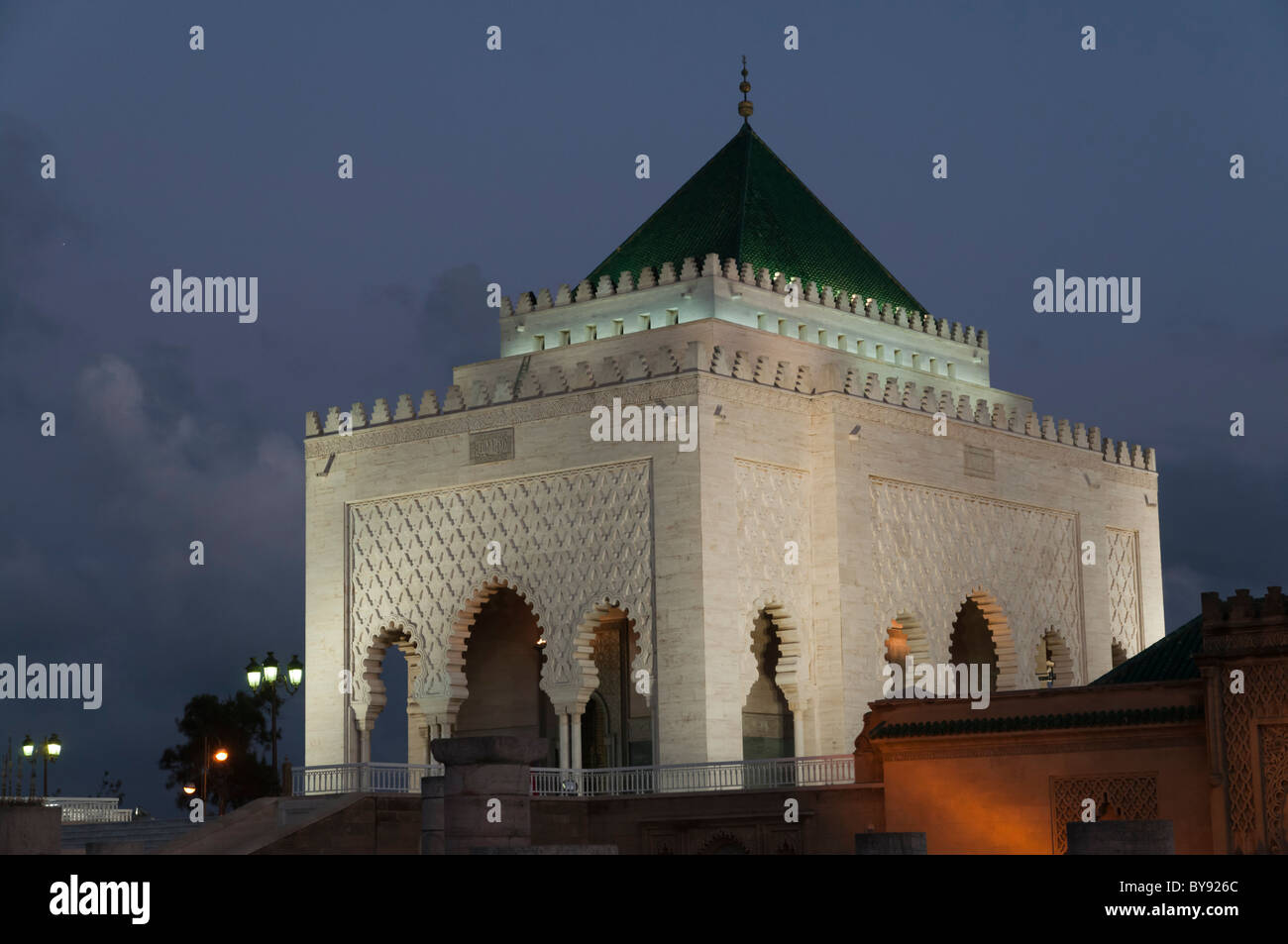 Night view of the Mosque near the mausoleum of King Mohammed V ...