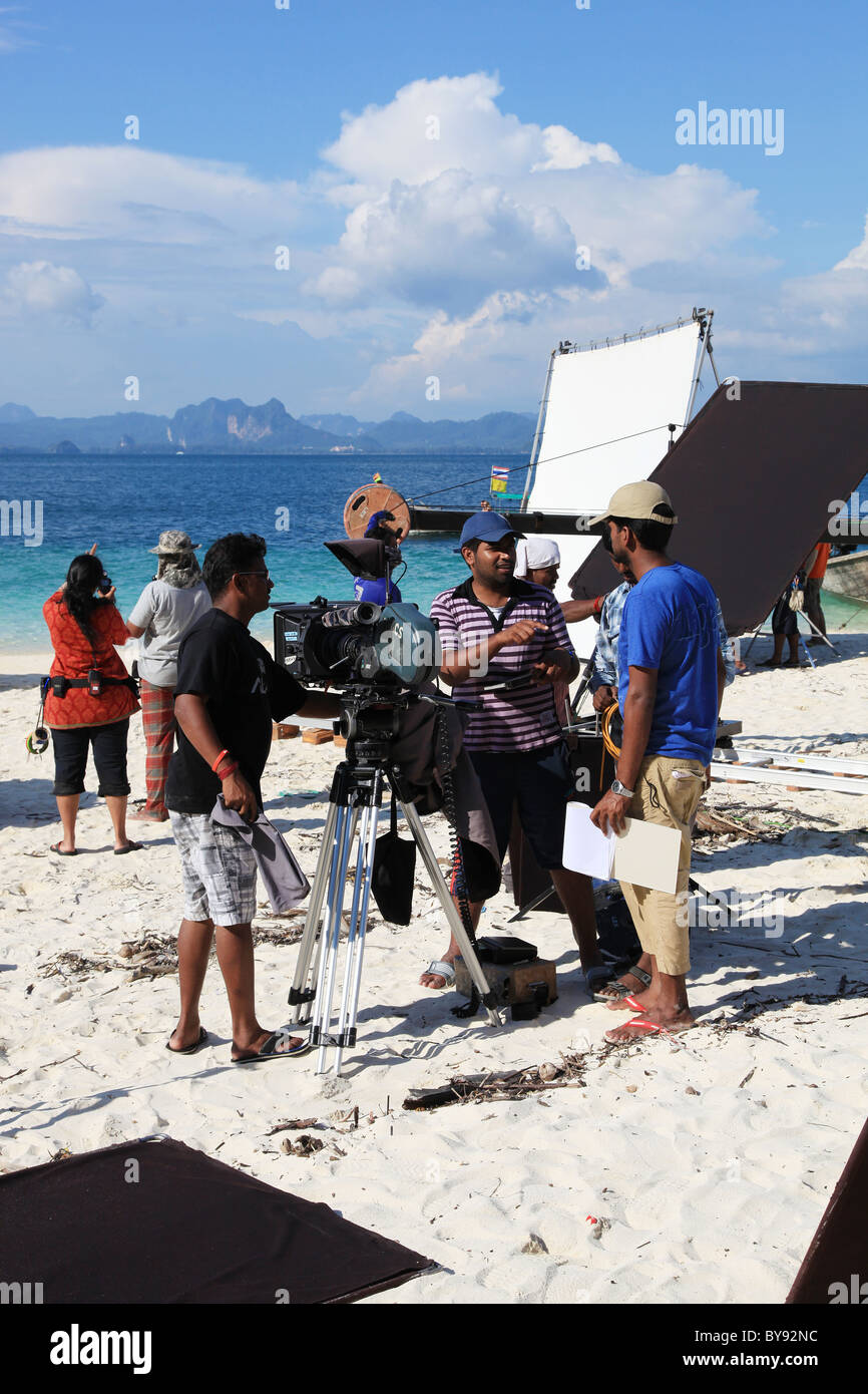Film crew on a beach, Thailand Stock Photo - Alamy