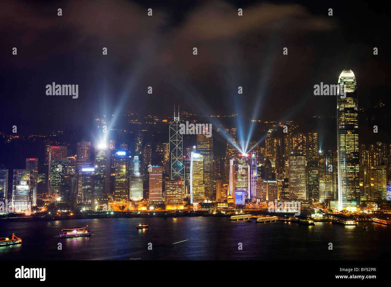 Hong Kong's symphony of lights show every night @ 8pm neon, strobe and laser light show from ...