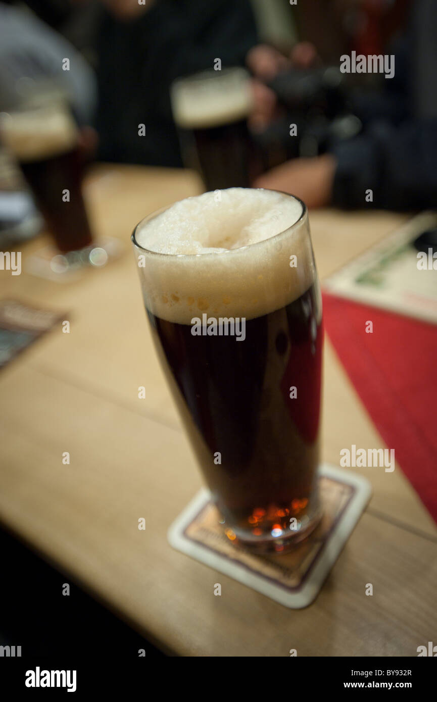 Rauchbier or smoked beer served in Schlenkerla brewery tavern, Bamberg ...
