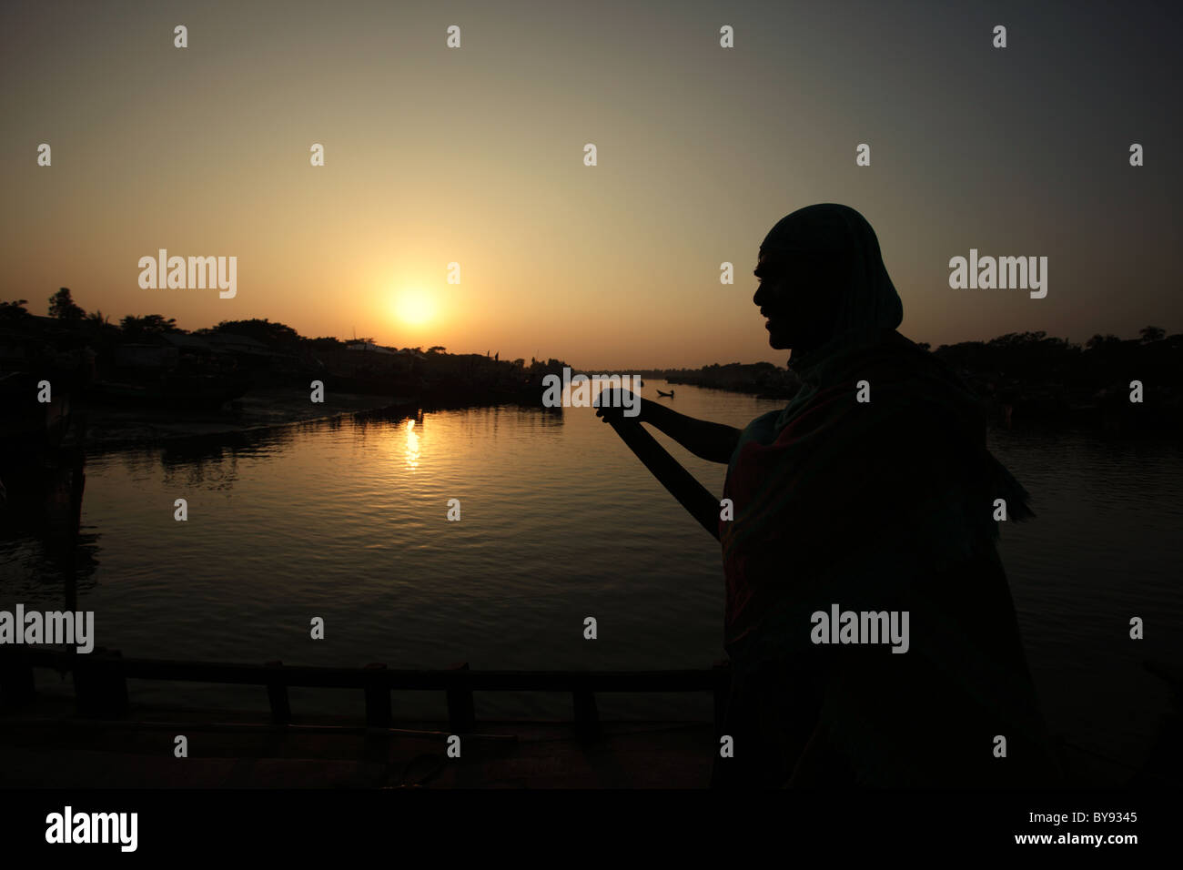 Silhouette man boat hi-res stock photography and images - Alamy