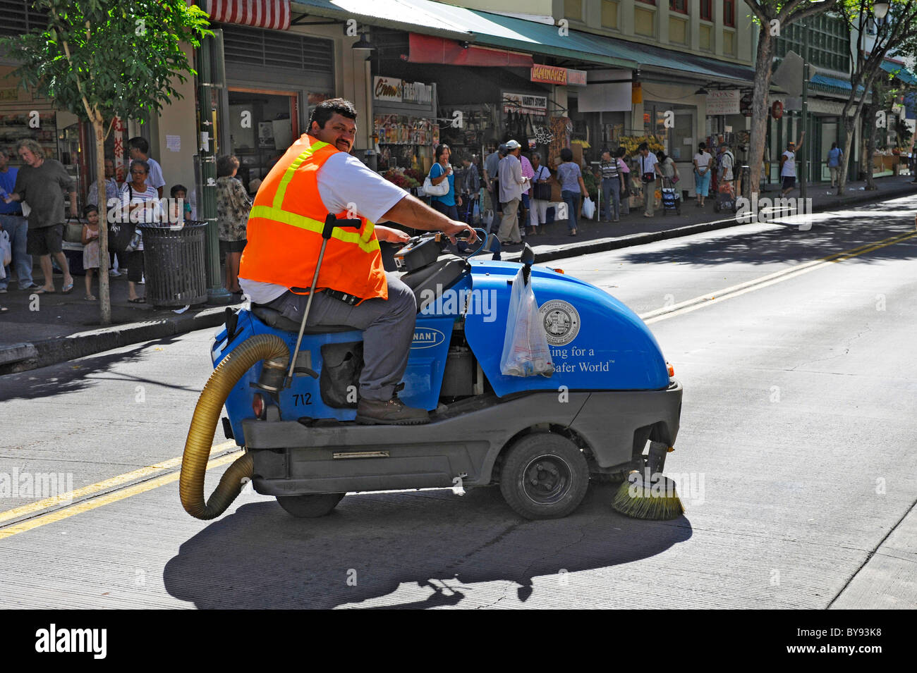 Street Sweeper Chinatown Area Honolulu Hawaii Oahu Pacific Ocean Stock ...