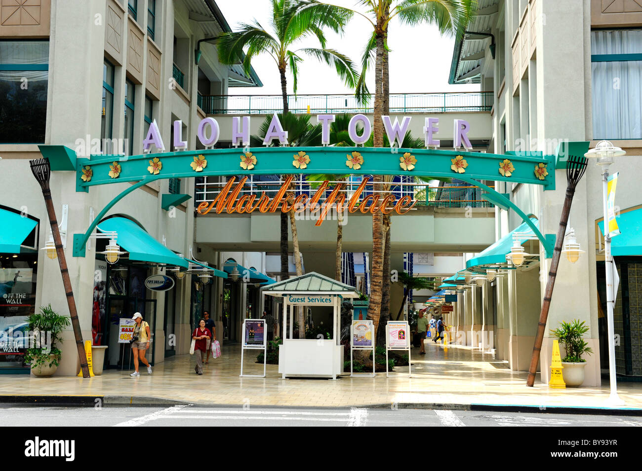 Aloha Tower Honolulu Hawaii Harbor Area Oahu Pacific Ocean Stock Photo ...
