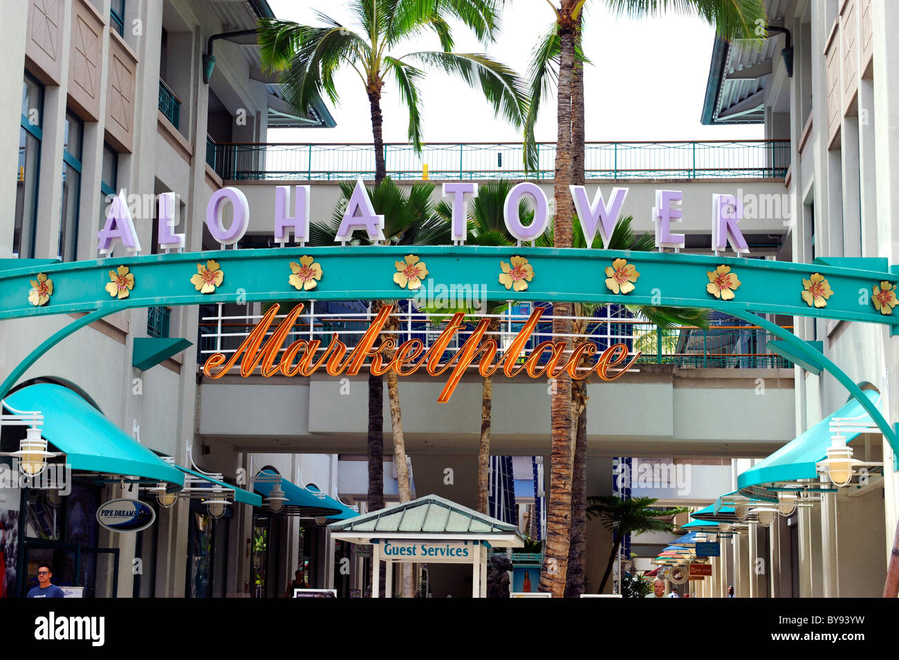 Aloha Tower Honolulu Hawaii Harbor Area Oahu Pacific Ocean Stock Photo ...