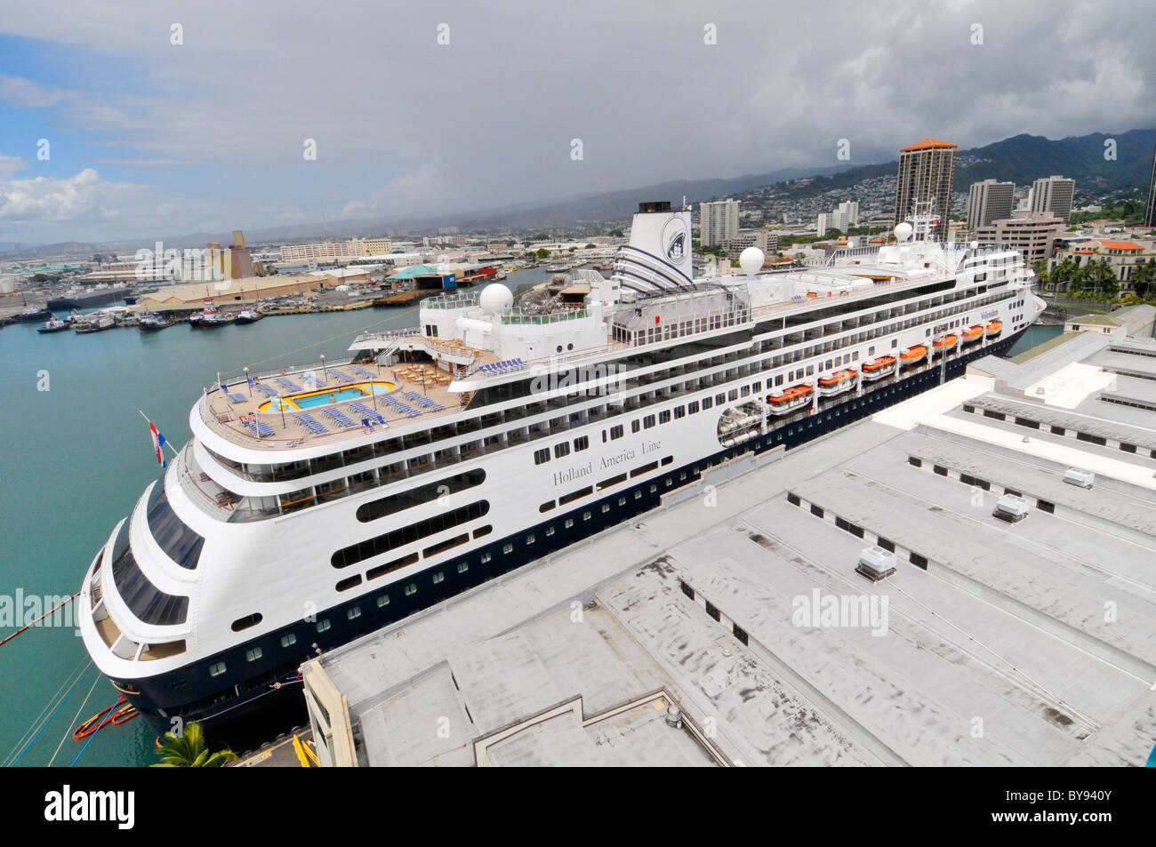 Cruise Ship Honolulu Hawaii Harbor Area Oahu Pacific Ocean Stock Photo ...