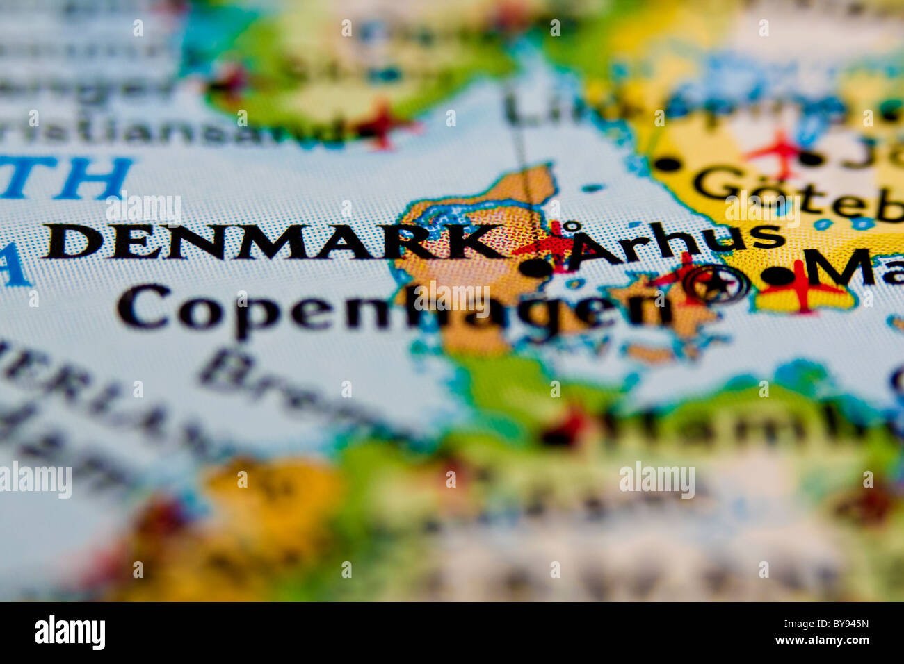 Denmark map with coordinates hi-res stock photography and images - Alamy