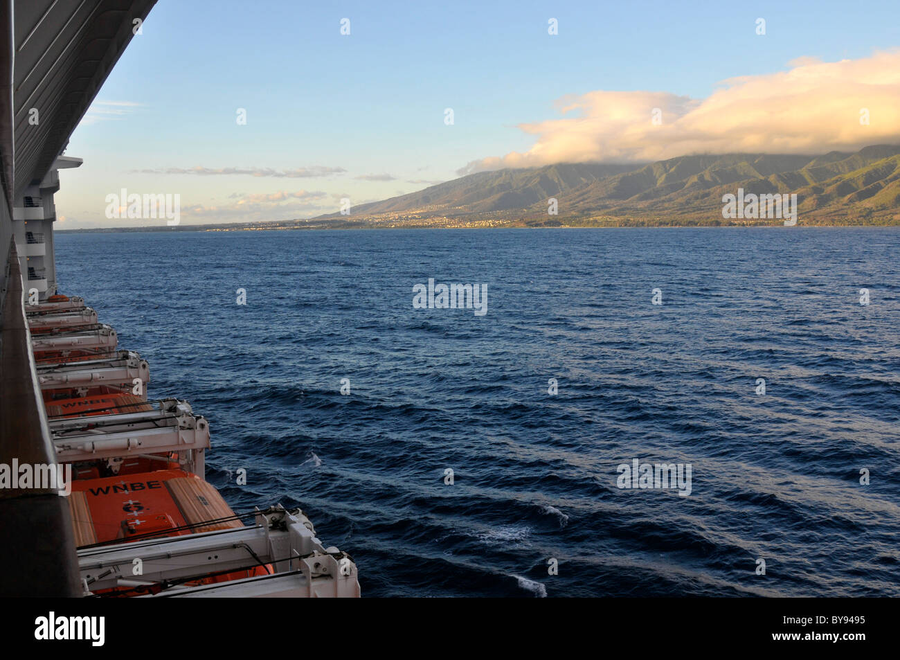 View as Cruise Ship approaches Kahului Harbor Maui Hawaii Stock Photo ...