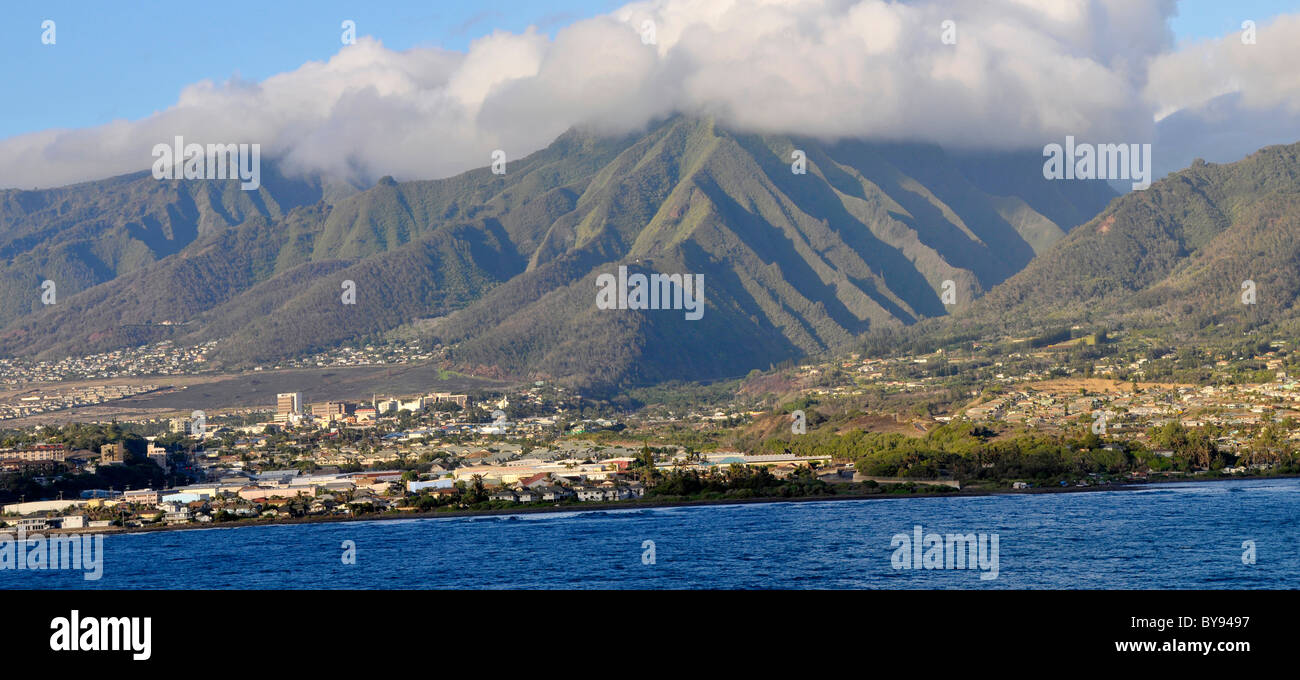 View as Cruise Ship approaches Kahului Harbor Maui Hawaii Stock Photo ...