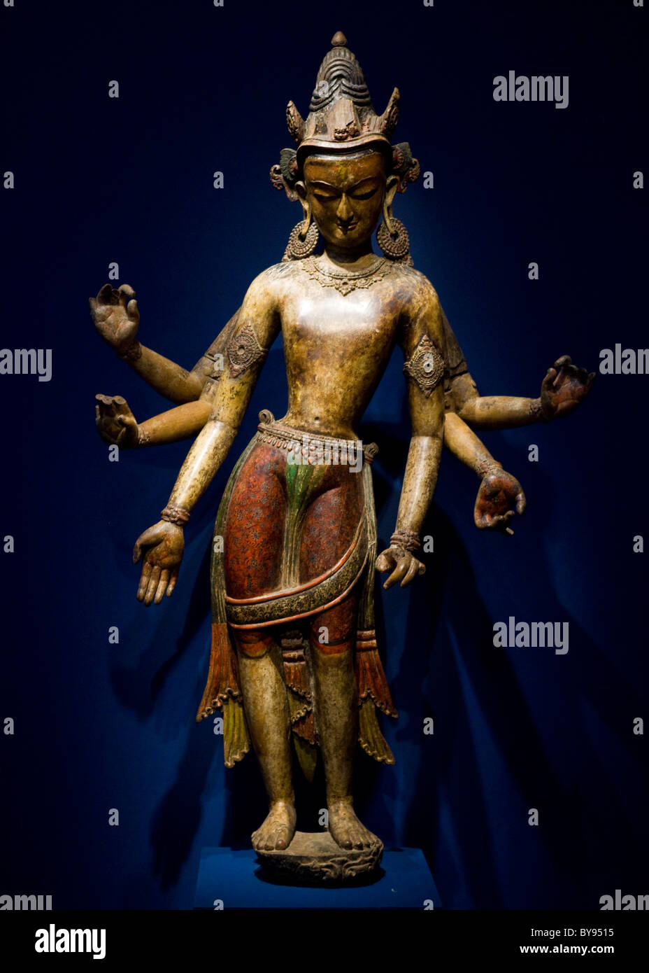An ancient wooden sculpture of Bodhisattva White Avalokiteshvara ...