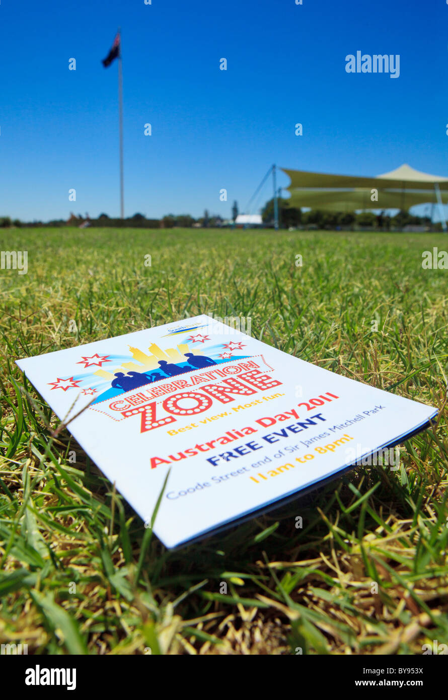 Australia Day celebrations booklet with the Australian flag in the ...