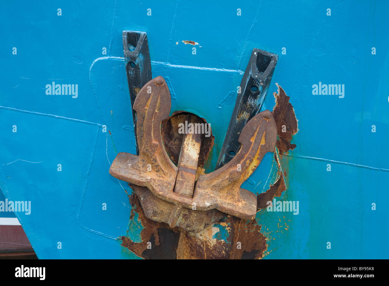Ship's anchor in the upright position Stock Photo - Alamy