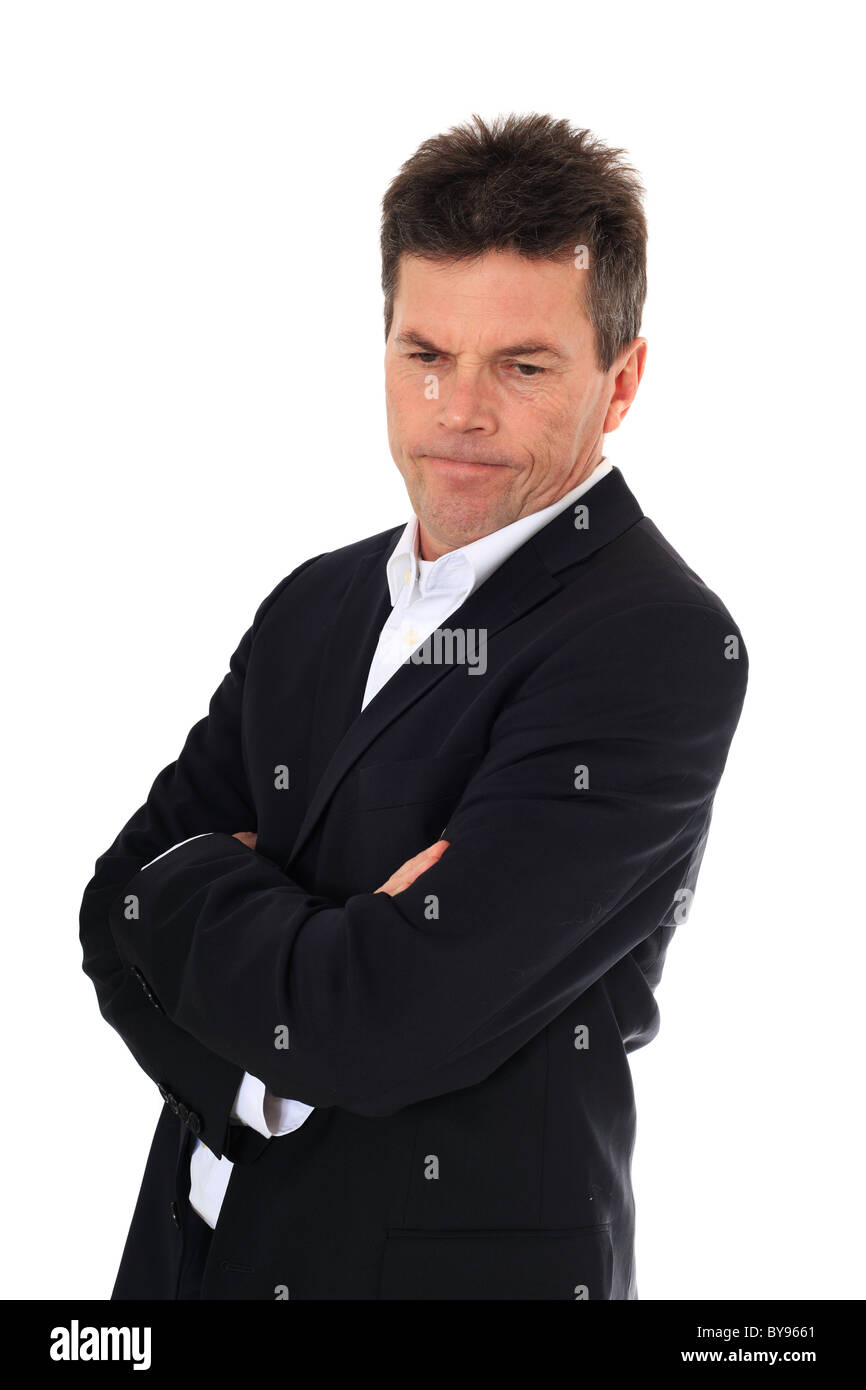 Attractive middle-aged man in stressed mood. All on white background ...