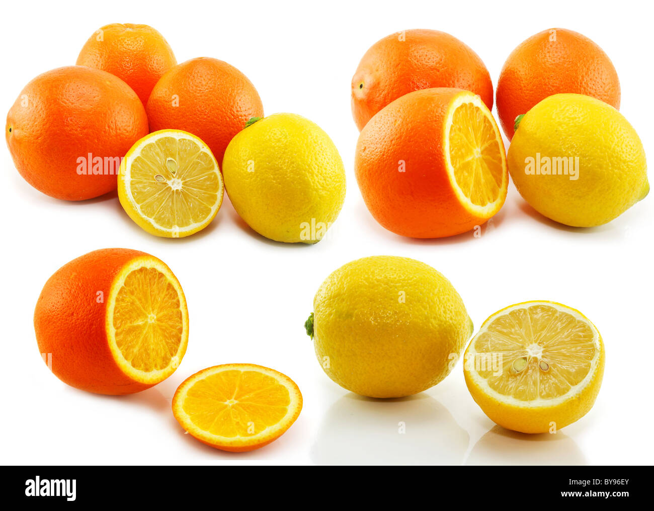 Set of citrus fruits (lemon and orange) isolated Stock Photo - Alamy