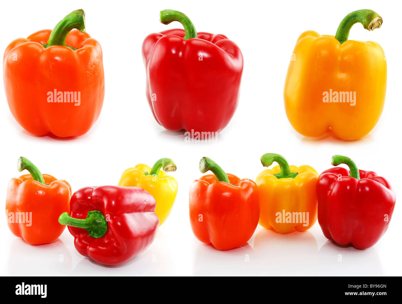 Collection of colored paprika isolated Stock Photo - Alamy