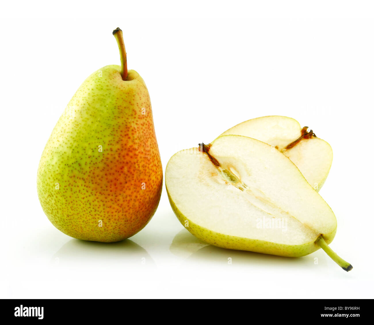 Sliced Ripe Pear Isolated on White Stock Photo - Alamy