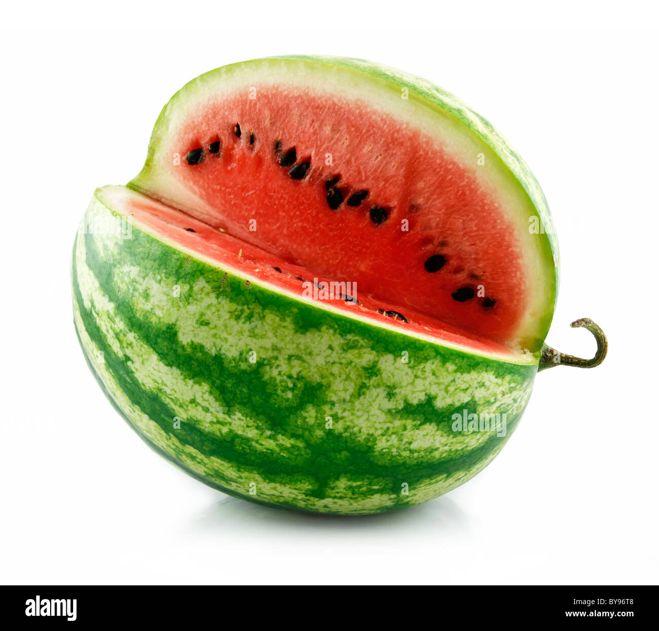 Ripe Sliced Green Watermelon Isolated on White Stock Photo - Alamy