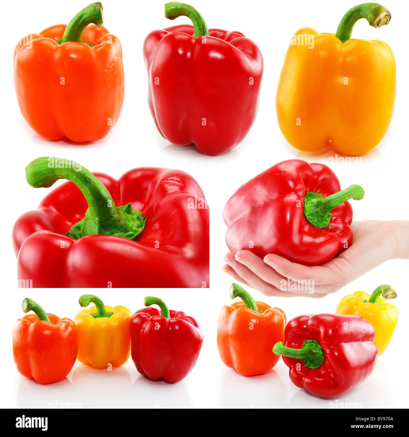 Collection of colored paprika isolated Stock Photo - Alamy