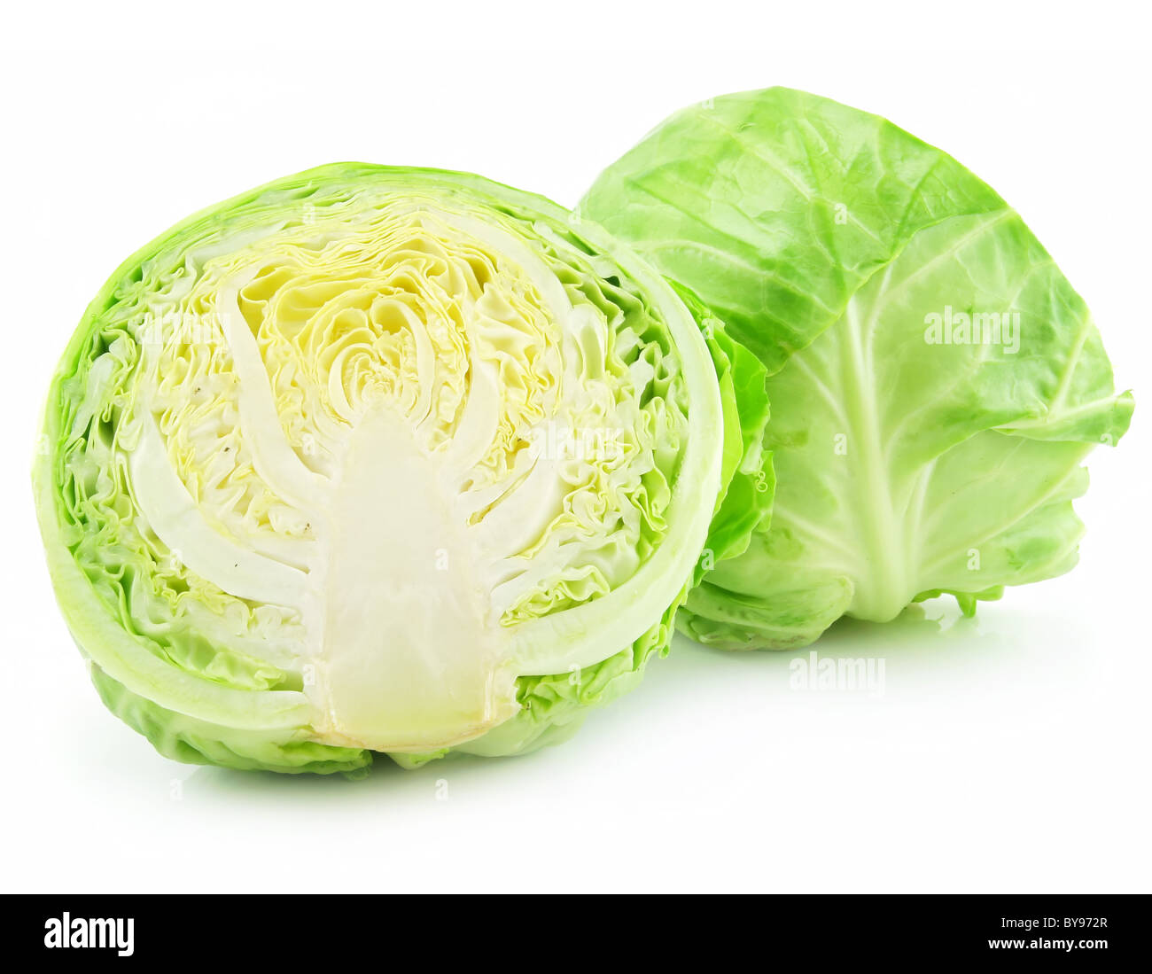 Ripe Sliced Cabbage Isolated on White Stock Photo - Alamy