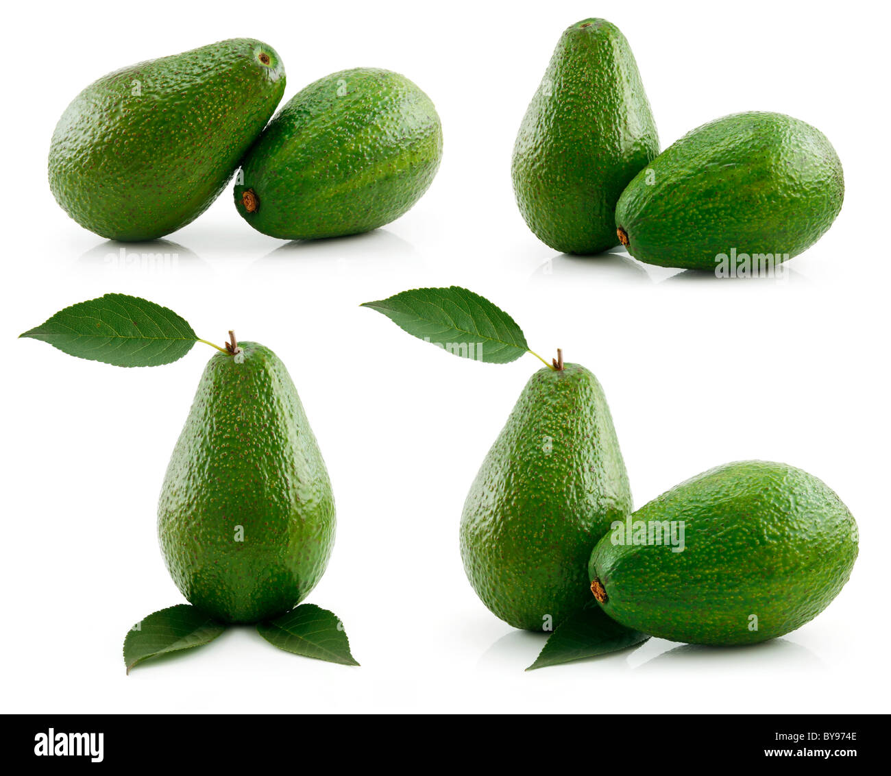 Set of Ripe Sliced Avocado Fruits Isolated on White Stock Photo - Alamy