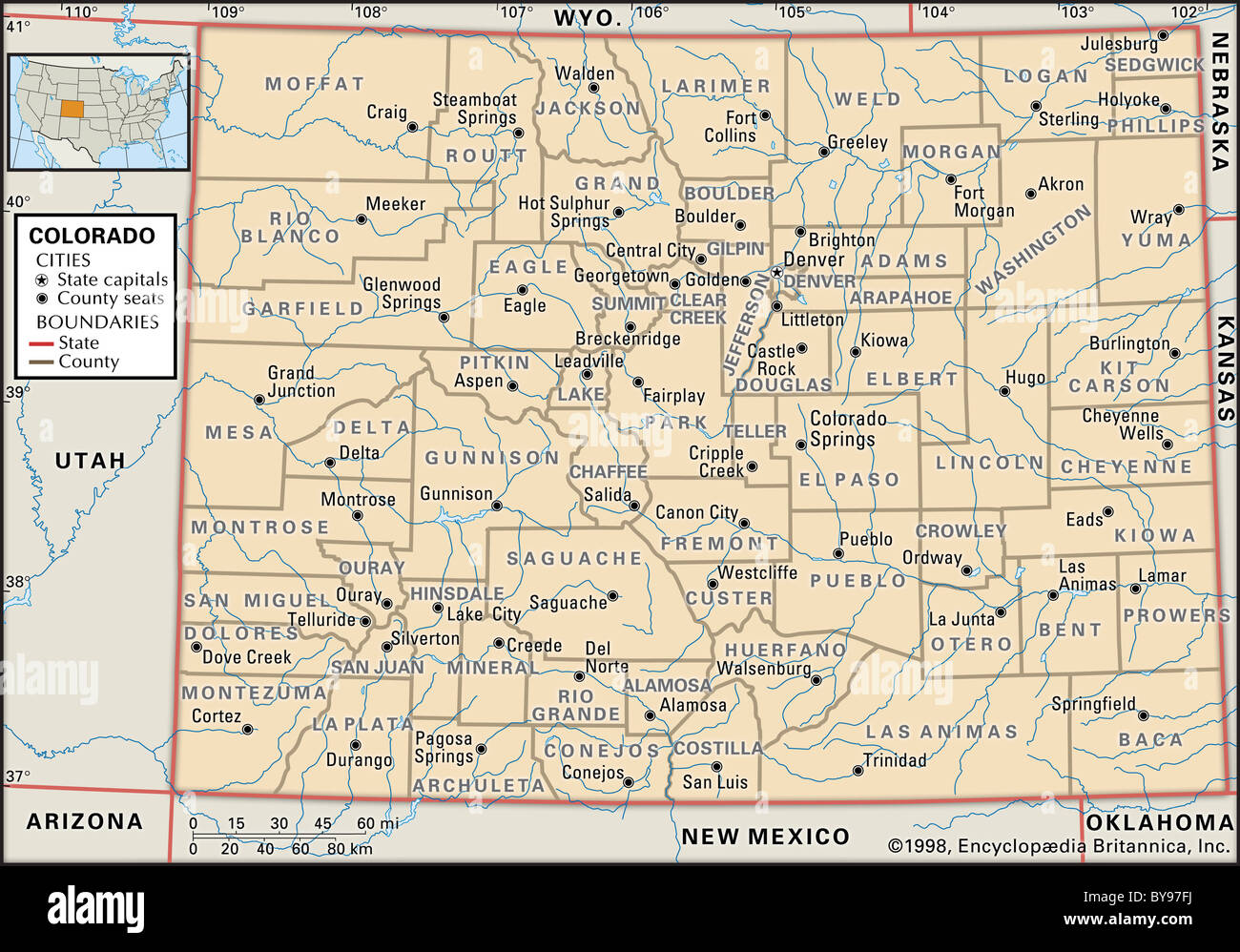 Detailed Political Map Of Colorado Ezilon Maps