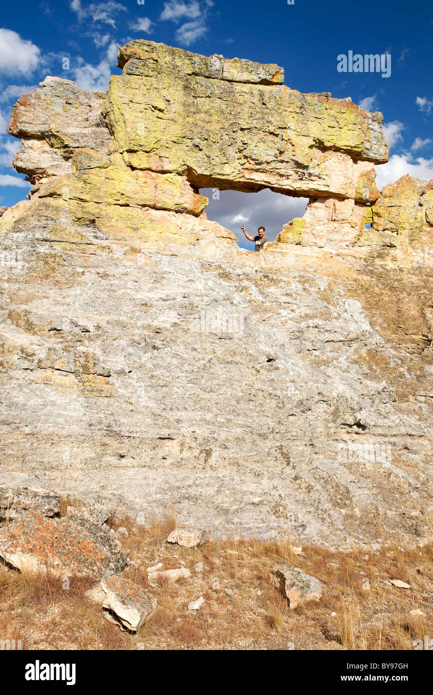 The 'window' rock feature in Isalo National Park in southern Madagascar ...
