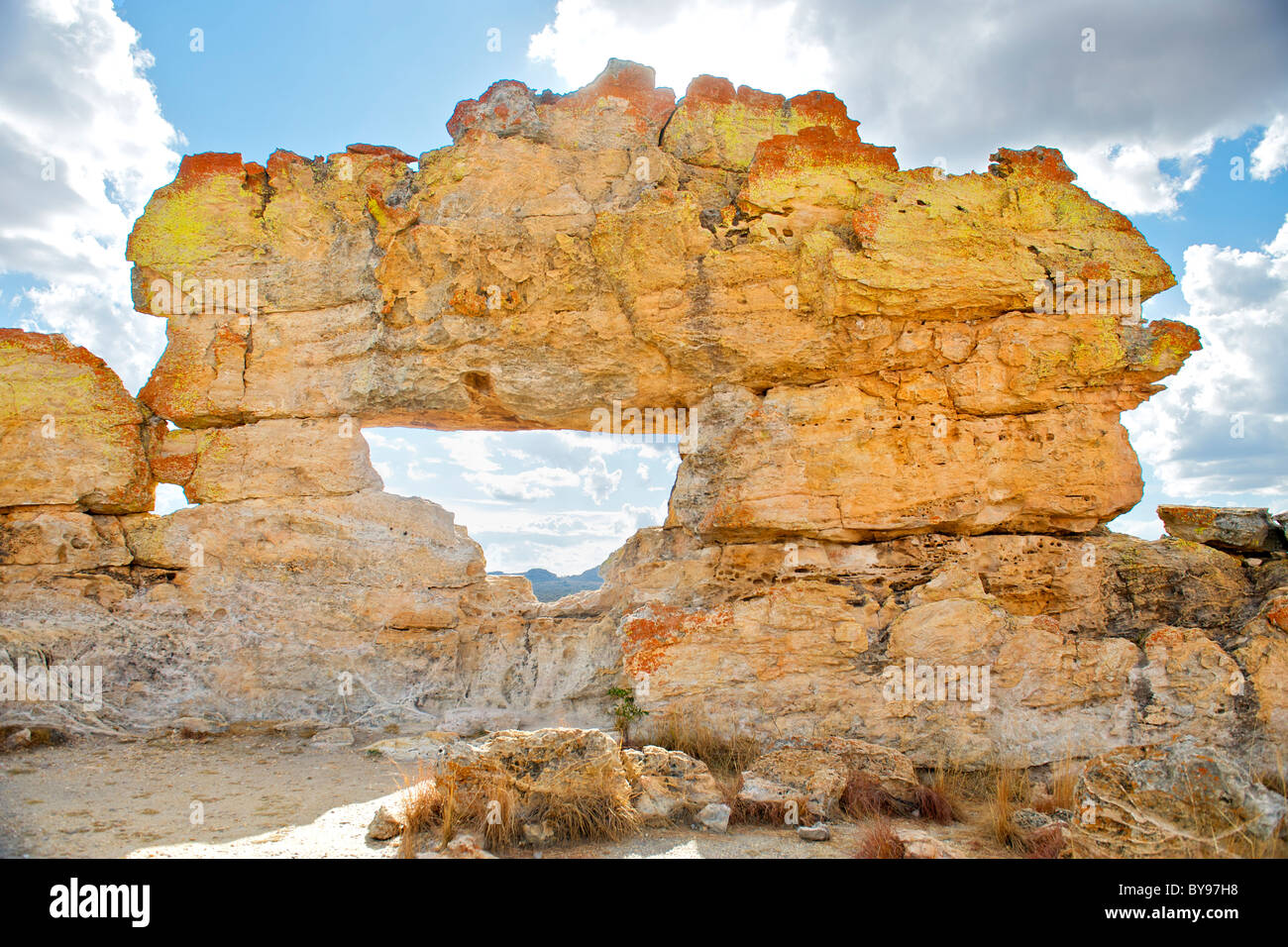 The 'window' rock feature in Isalo National Park in southern Madagascar ...