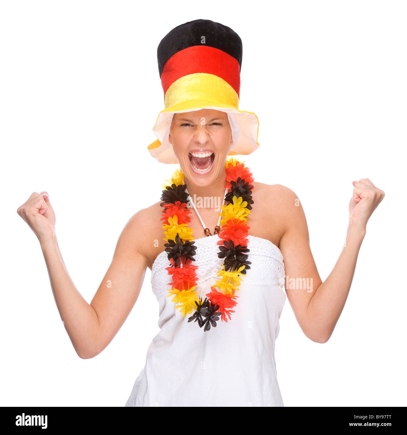 Full isolated portrait of a beautiful german soccer fan Stock Photo - Alamy