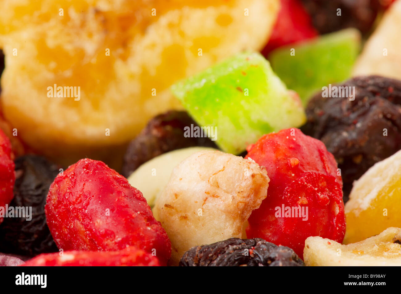 Various dried fruit isolated over white background Stock Photo - Alamy