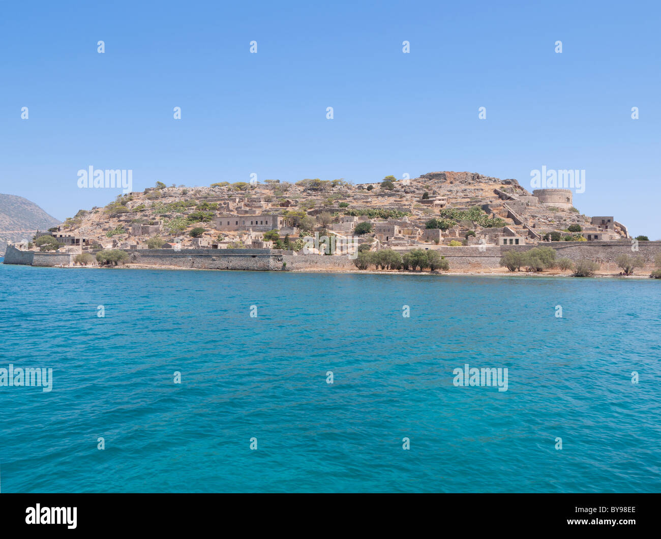 Island of Spinalonga, Crete, sea in foreground Stock Photo - Alamy