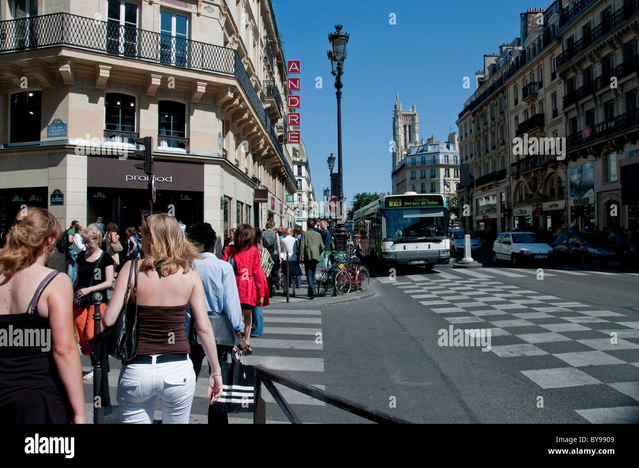 Paris, France, Large Crowd of People Walking, frlm Behind, Shopping, on ...