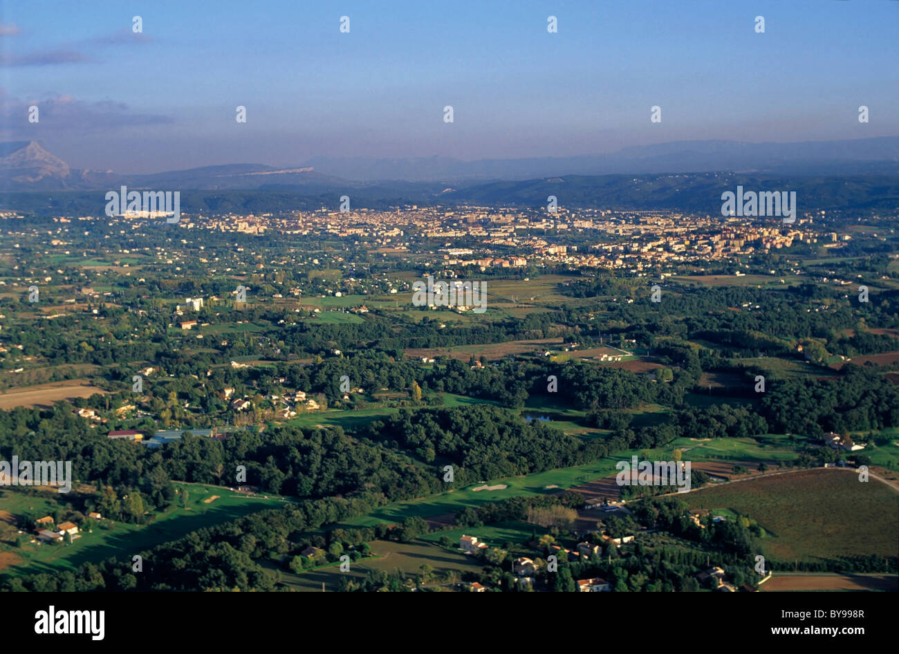 France Provence Countryside Of Aix En Provence City From Above Stock ...