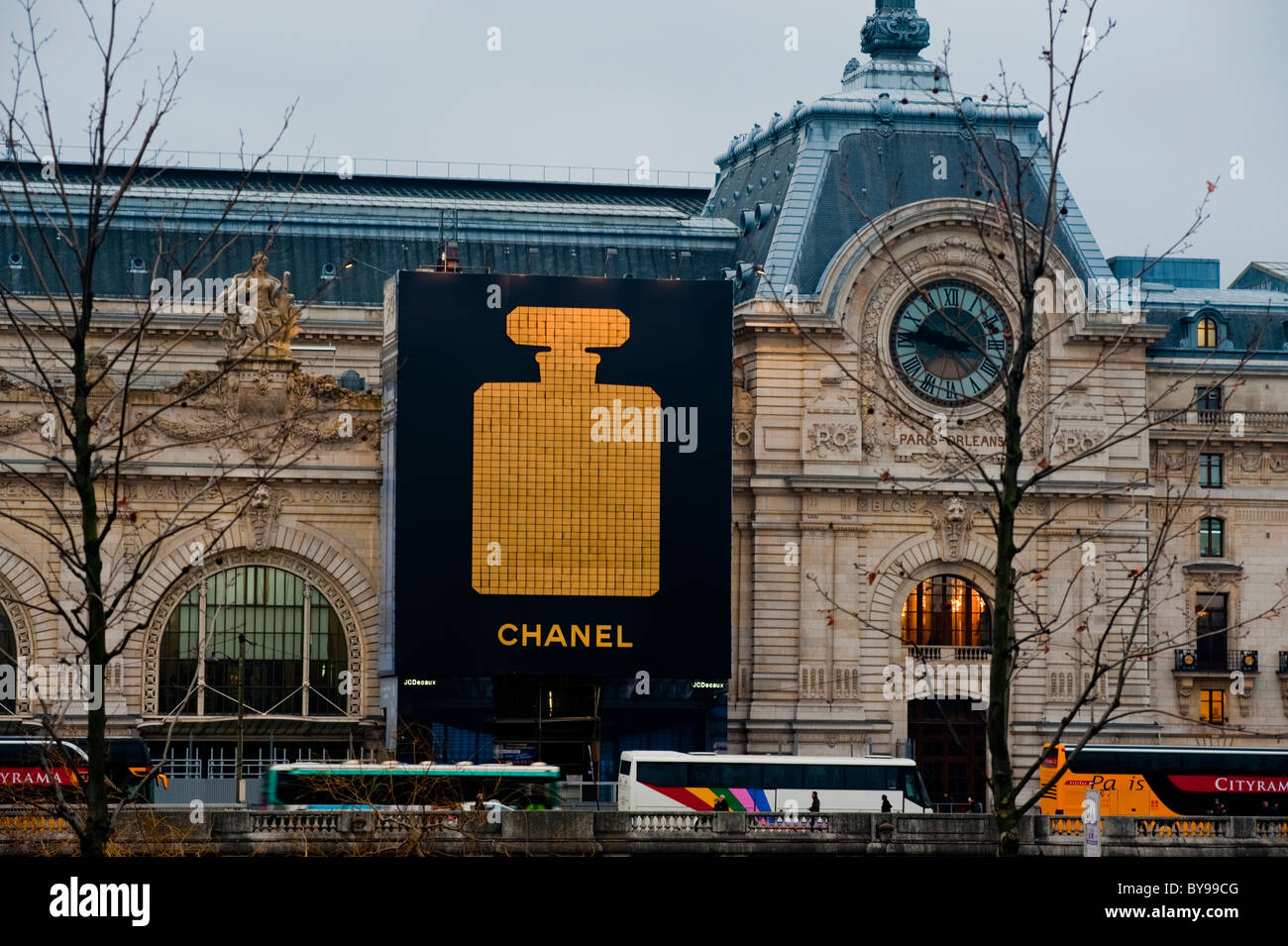 Paris, France, French Advertising on Orsay Museum Facade, Chanel ...