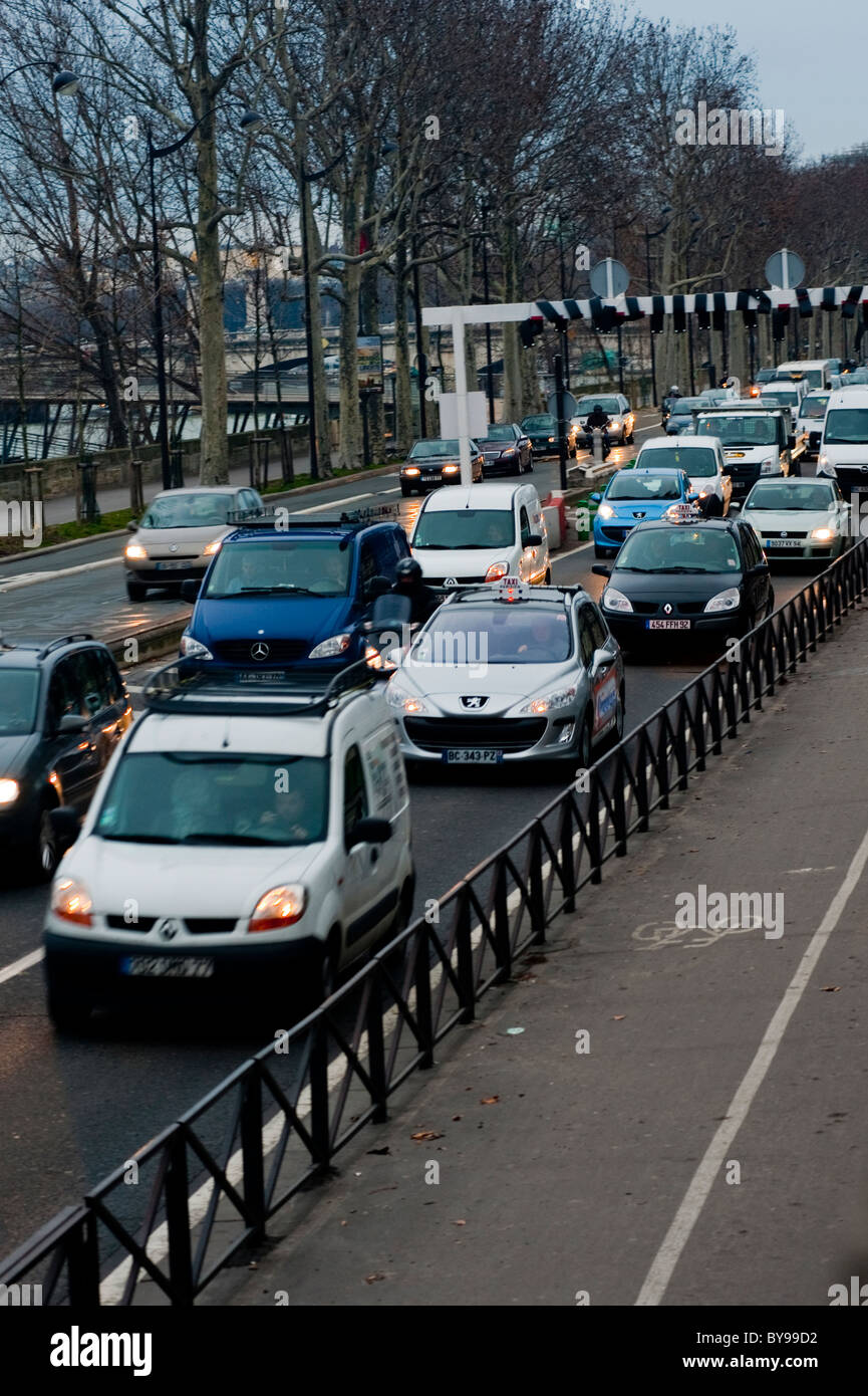 Paris, France, Street Scenes, Car Traffic Jam , (Quai des Tuileries ...