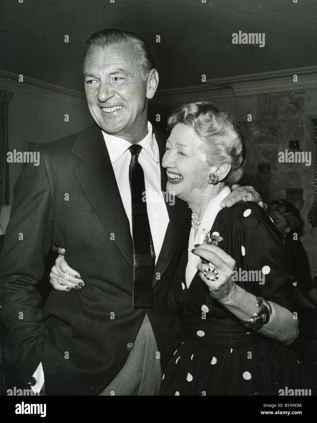 GARY COOPER US film actor with gossip columnist Elsa Maxwell about 1955 ...