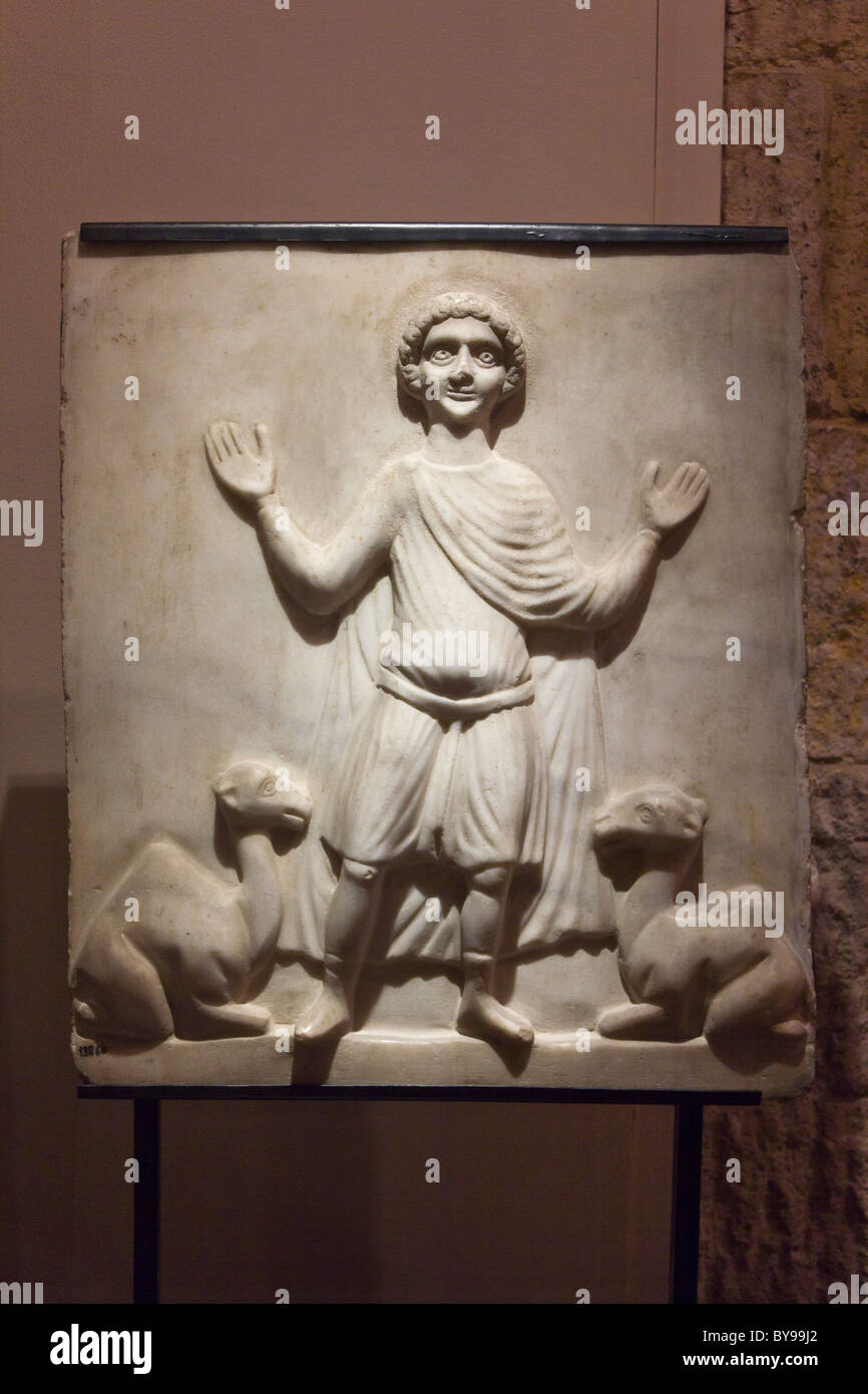 sculpture of Saint Menas from the Monastery of Thekla, Dakhila, Egypt ...